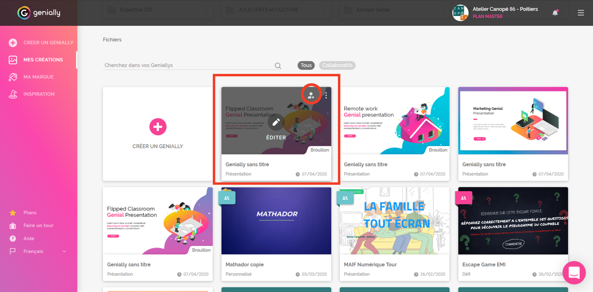 Créer un ensemble de ressources interactives avec Genial.ly