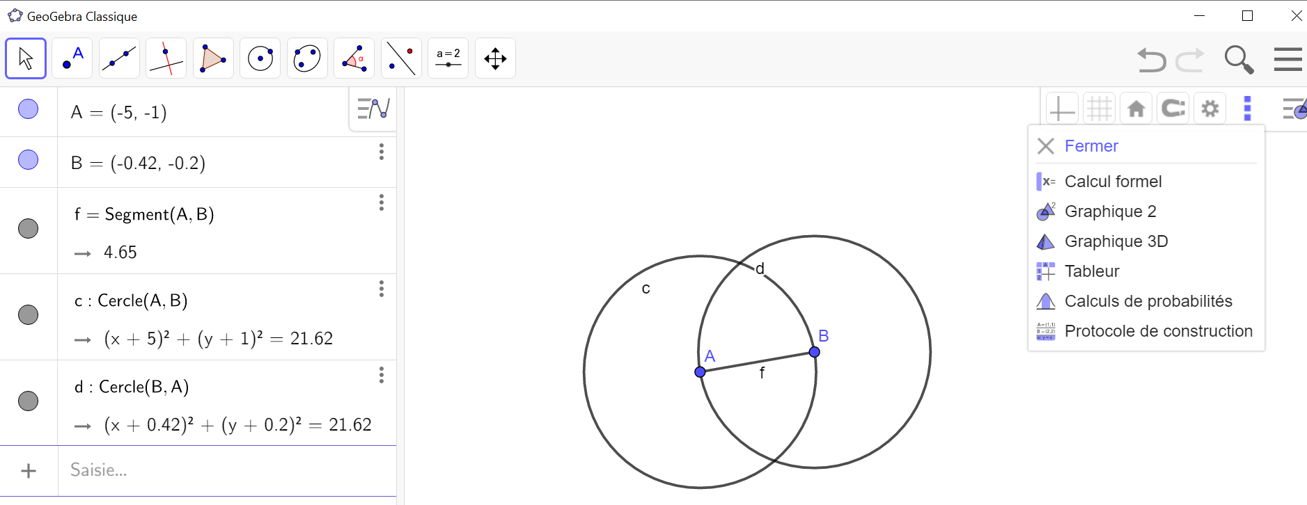 Découvrir GeoGebra avec des constructions géométriques simples