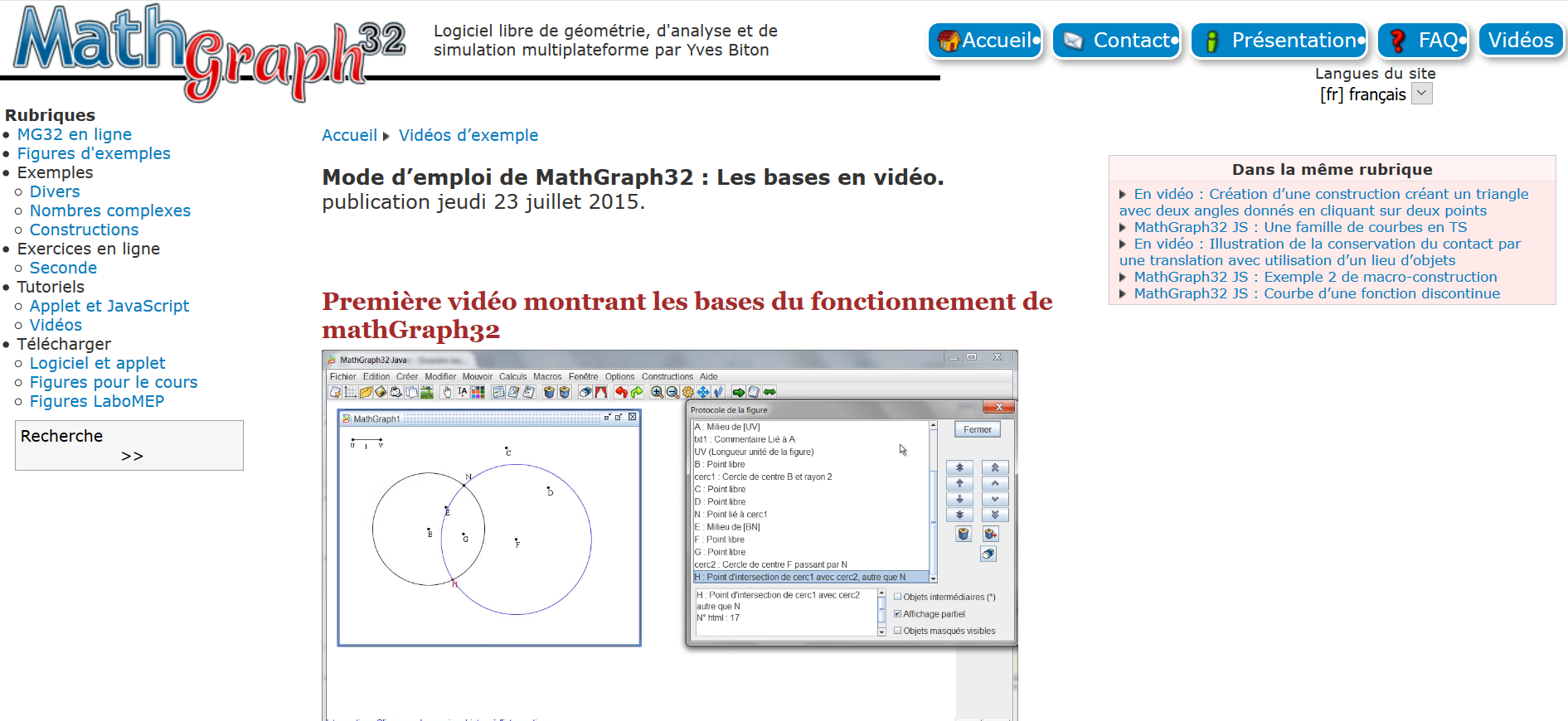 Découvrir GeoGebra avec des constructions géométriques simples